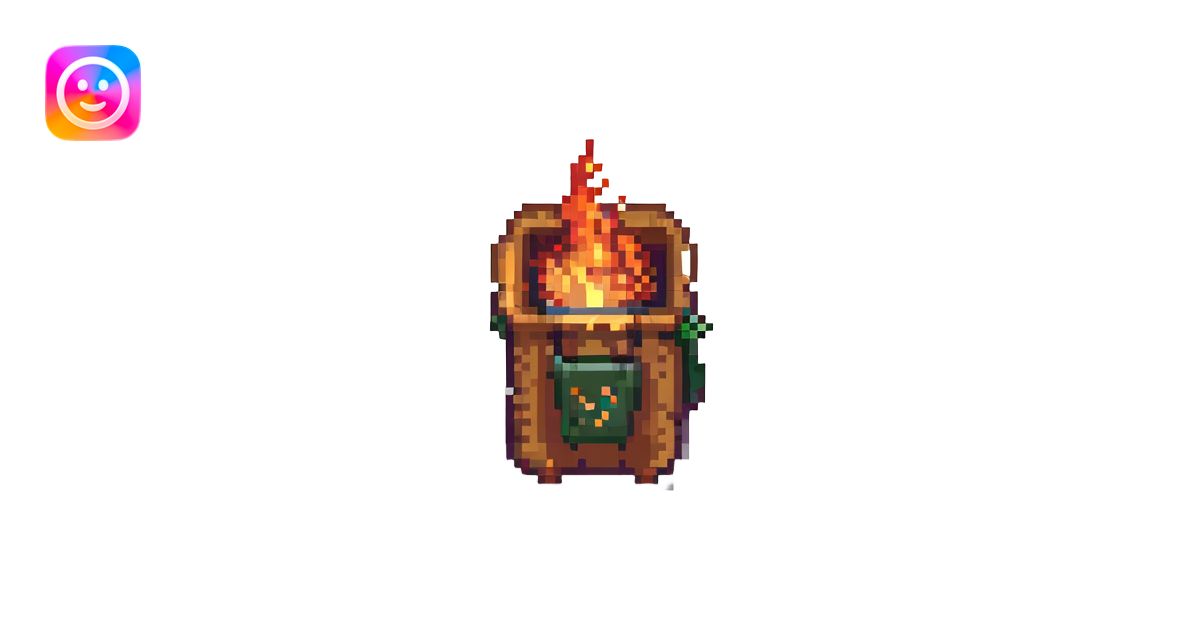 dumpster on fire, pixel art style illustration | AI Emoji Generator