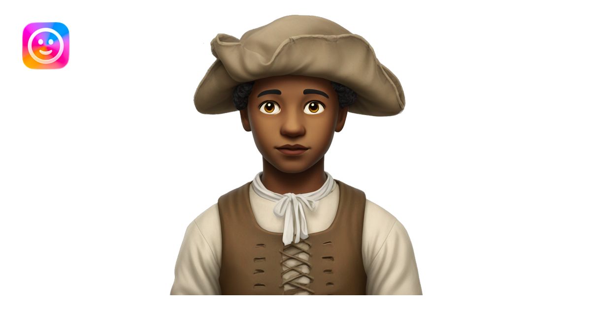 18th century peasant boy without headdress photorealistic serious emoji ...