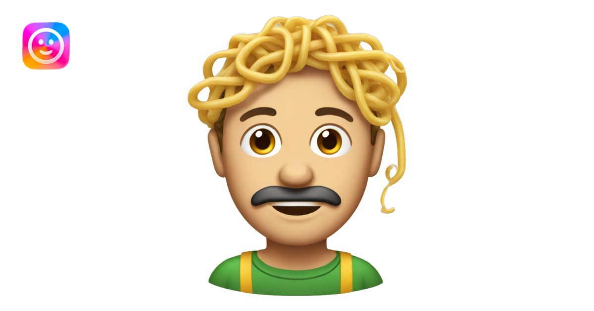 man with spaghetti as hair emoji | AI Emoji Generator