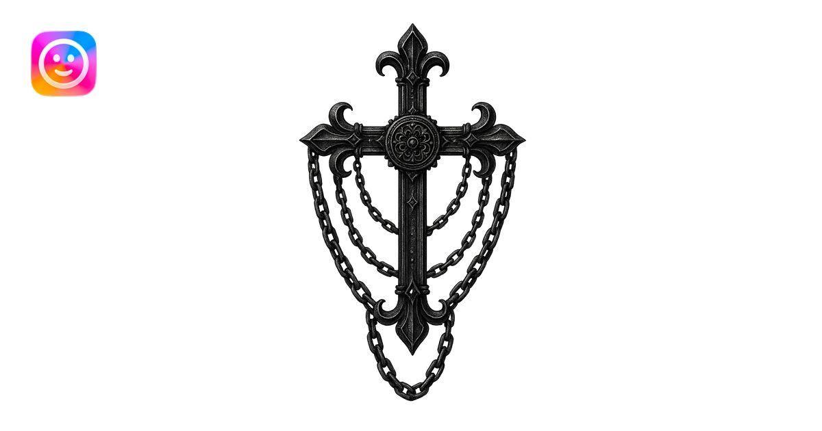 gothic style metallic black goth cross with chains image | AI Emoji ...