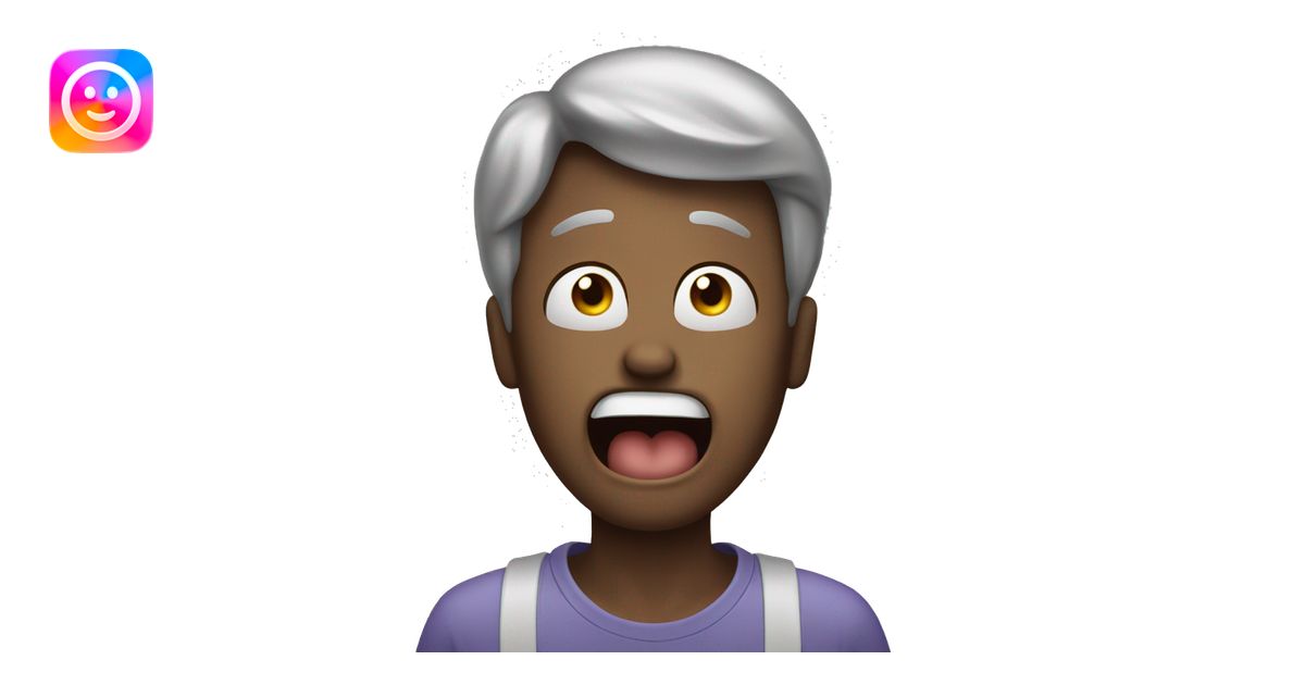 emoji with wide eyes, an open mouth, and hands near the throat, showing ...
