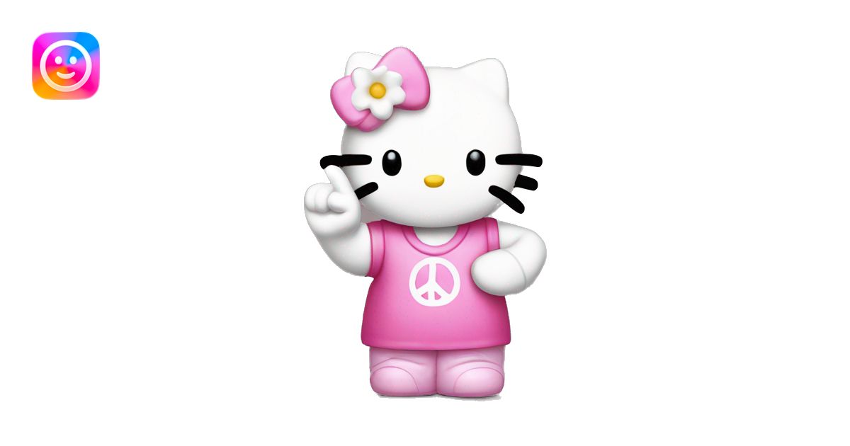 hello kitty doing the peace sign emoji | AI Emoji Generator