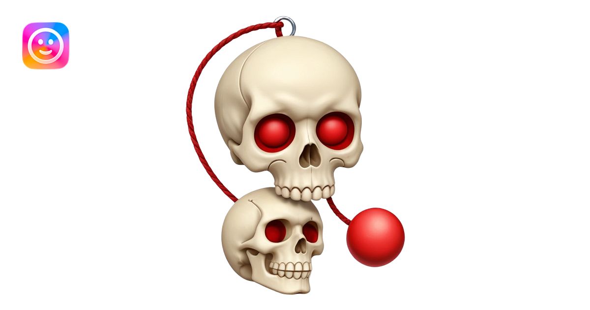 Skull Yo-Yo with a string going up emoji | AI Emoji Generator