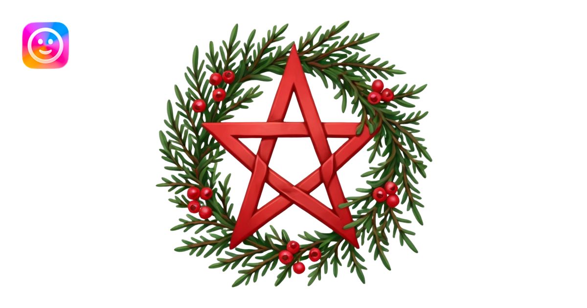 yule pentacle, evergreens, berries emoji | AI Emoji Generator