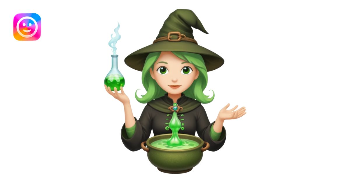 green witch cooking potion emoji | AI Emoji Generator