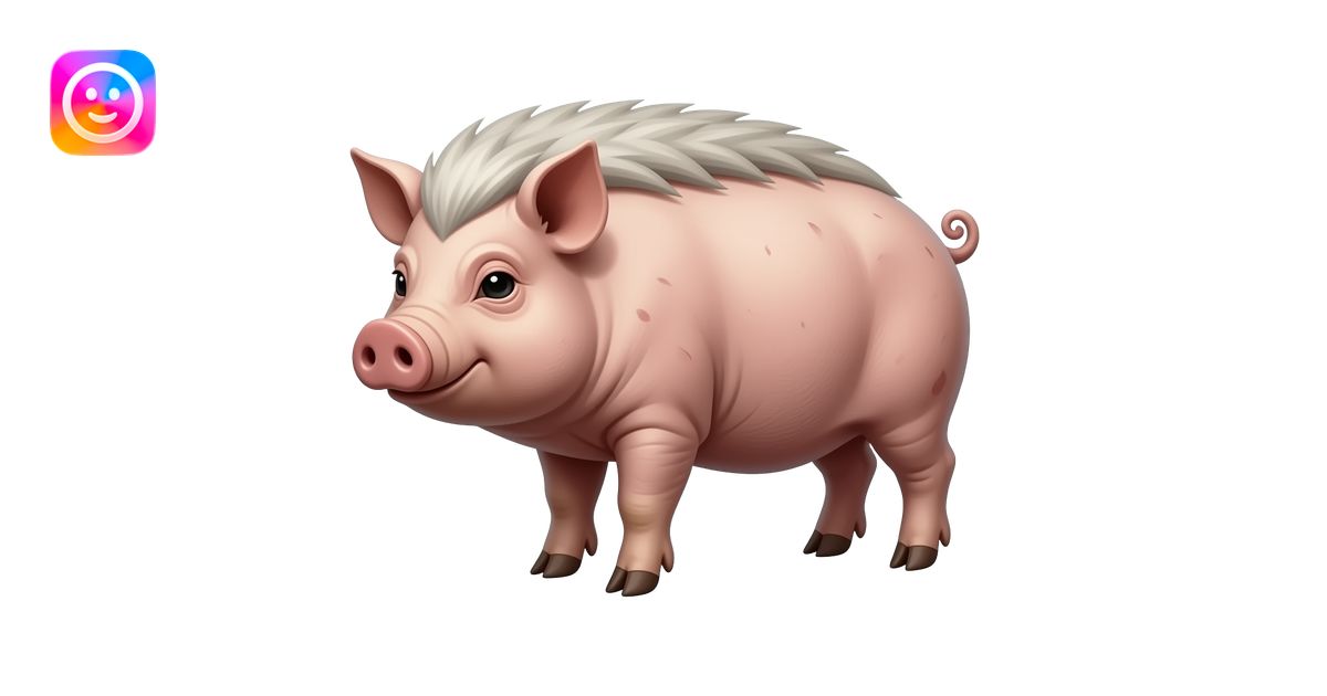 pig make this have hair skin make the pig old emoji | AI Emoji Generator