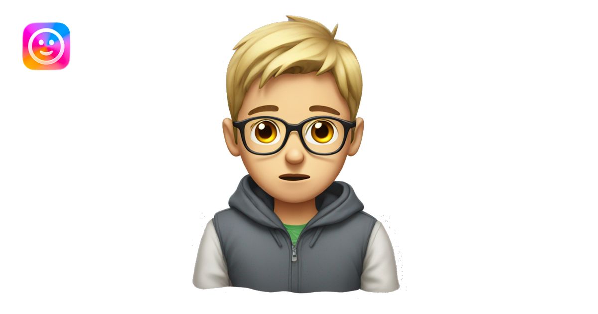 boy in glasses portrait being sick emoji | AI Emoji Generator