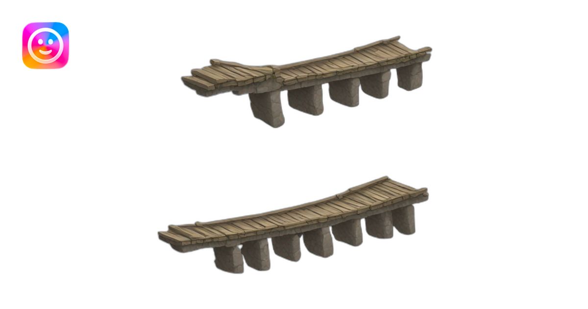 crumpling Broken bridge from the side emoji | AI Emoji Generator