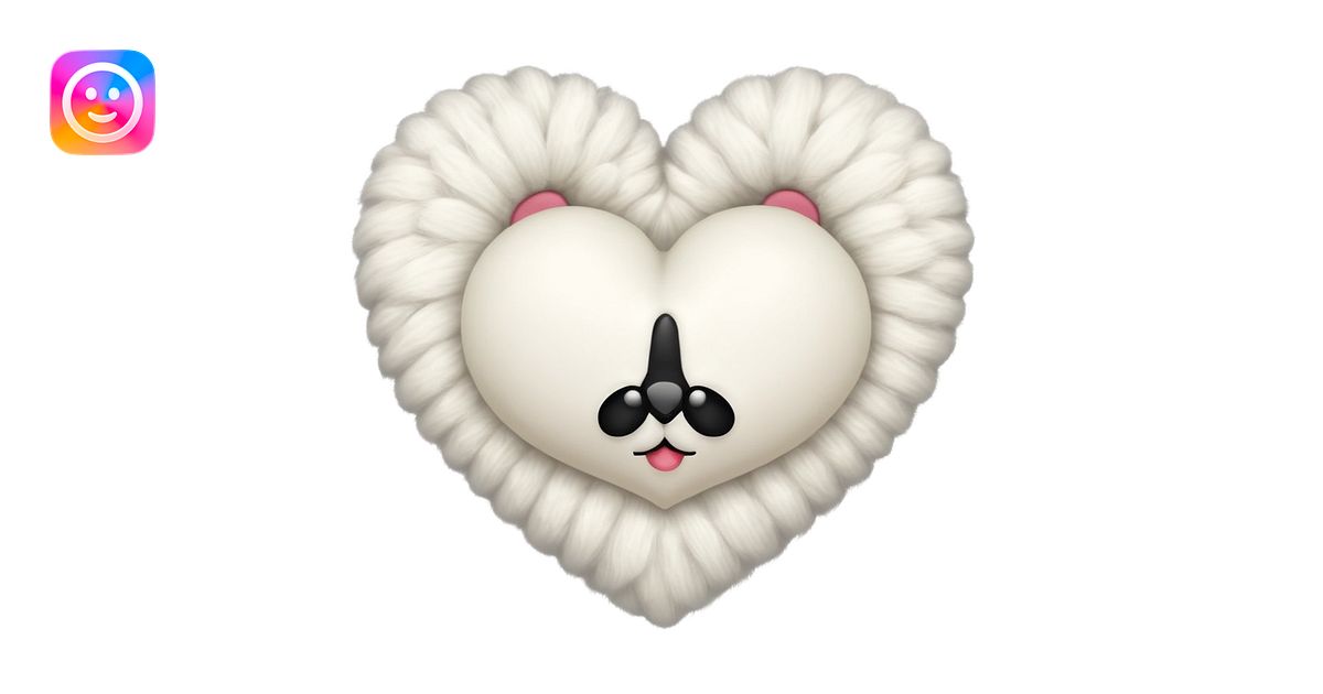 white fur heart, large clumps of wool emoji | AI Emoji Generator