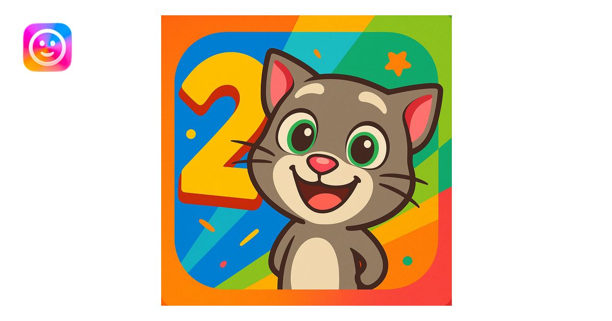 My Talking Tom Friends 2 inspired app icon, big number 2 and happy ...