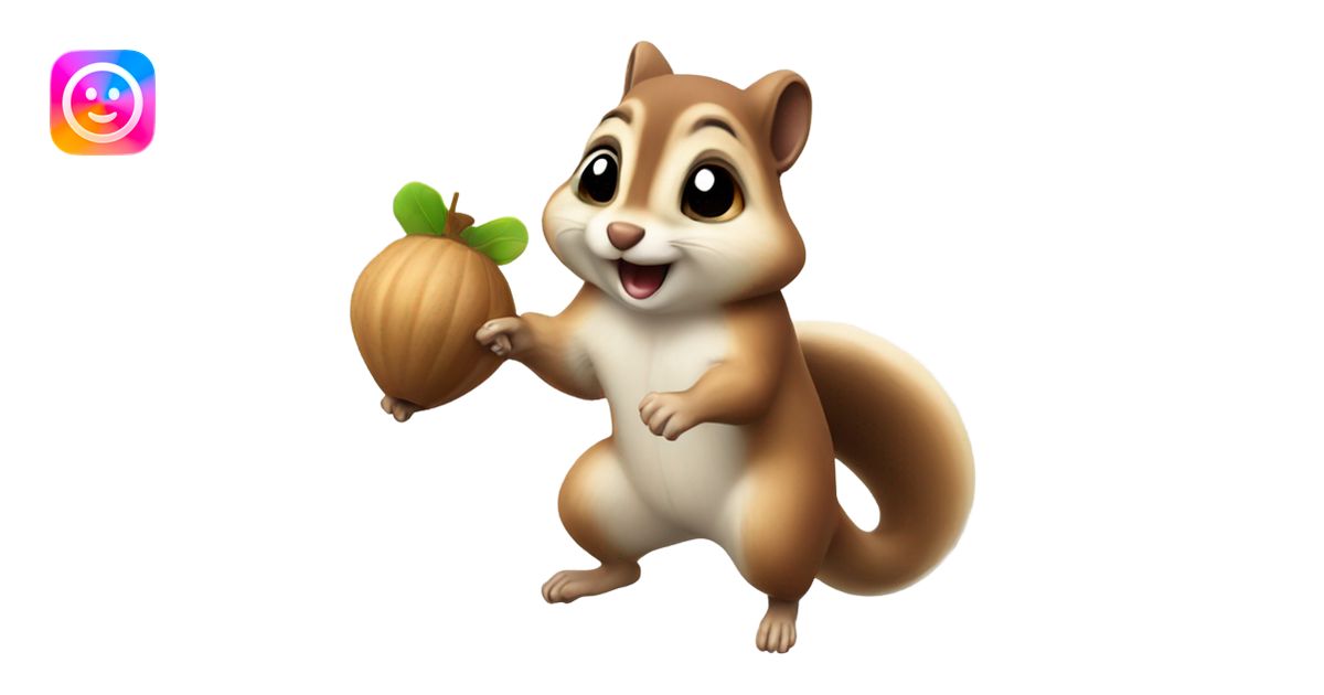 Flying squirrel holding an acorn emoji | AI Emoji Generator