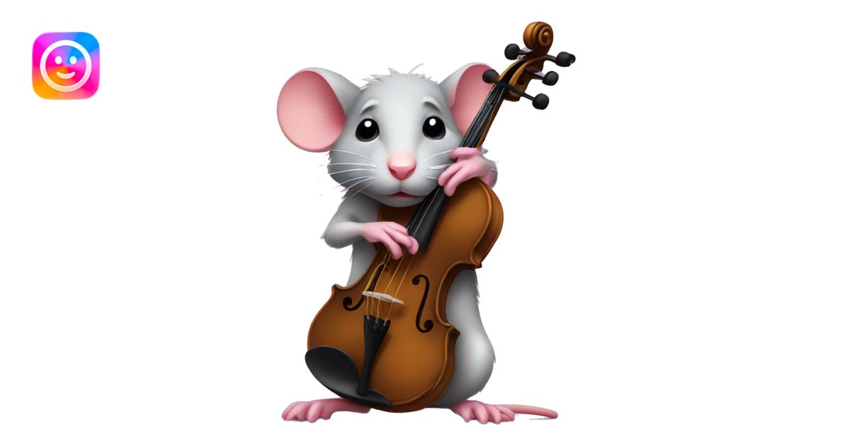 a sad rat with a pink bow on his head, playing violin emoji | AI Emoji ...