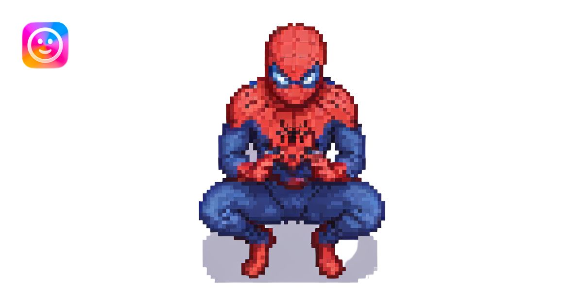 spider man crouching, pixel art style illustration | AI Emoji Generator