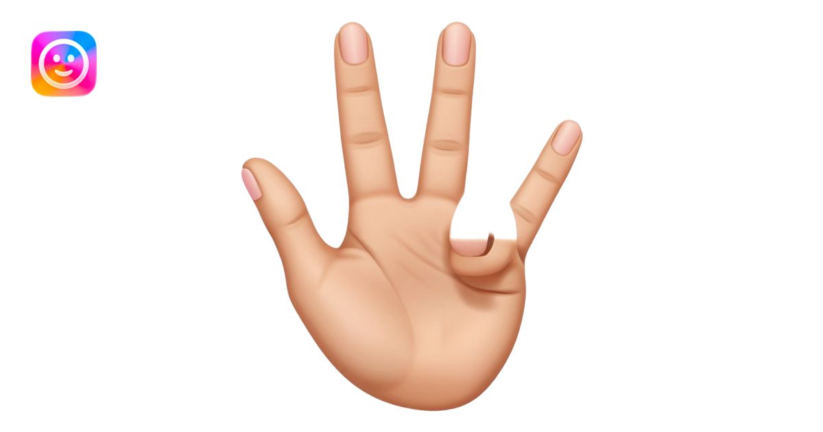 one hand emoji with 3 fingers in the middle up, and the thumb and ...