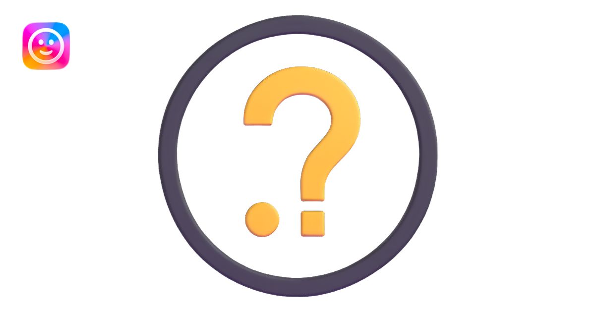a question mark inside a vibrant and dimensional circle, 3D emoji style ...