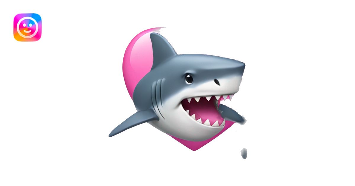 Shark hugging a pink heart emoji | AI Emoji Generator