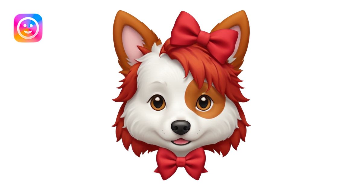 very red haired white dog with a bow on hair emoji | AI Emoji Generator