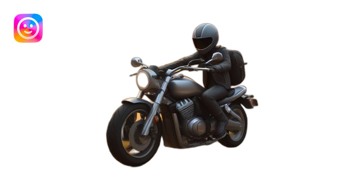 Biker riding a motorbike on a long road into the sundown emoji | AI ...