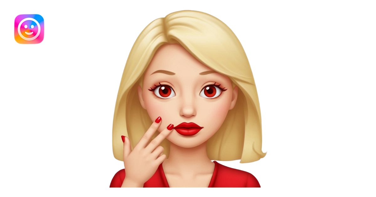 Puckering lips emoji giving side eye looking at its red nails emoji ...