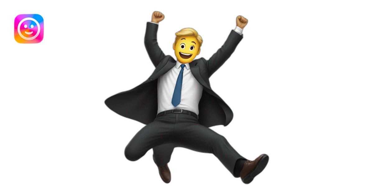 man in suit falling through the sky emoji | AI Emoji Generator