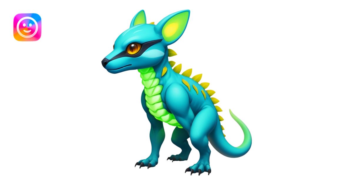 Tropical futuristic lush neon Fionbri-Vernid-Protogen-creature (full ...
