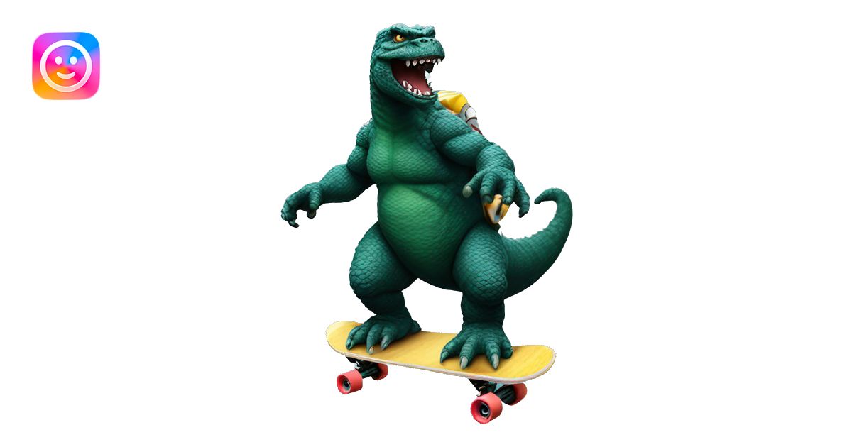 Godzilla riding a skateboard emoji | AI Emoji Generator
