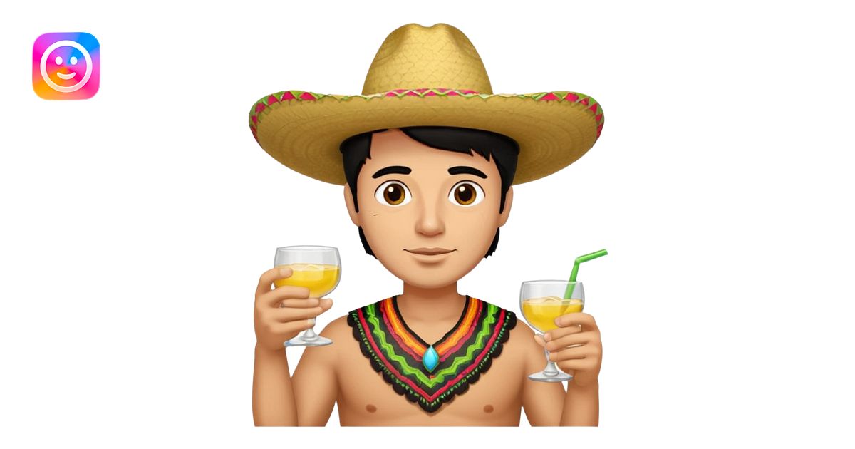 Guy with black hair brown eyes drinking tequila emoji | AI Emoji Generator