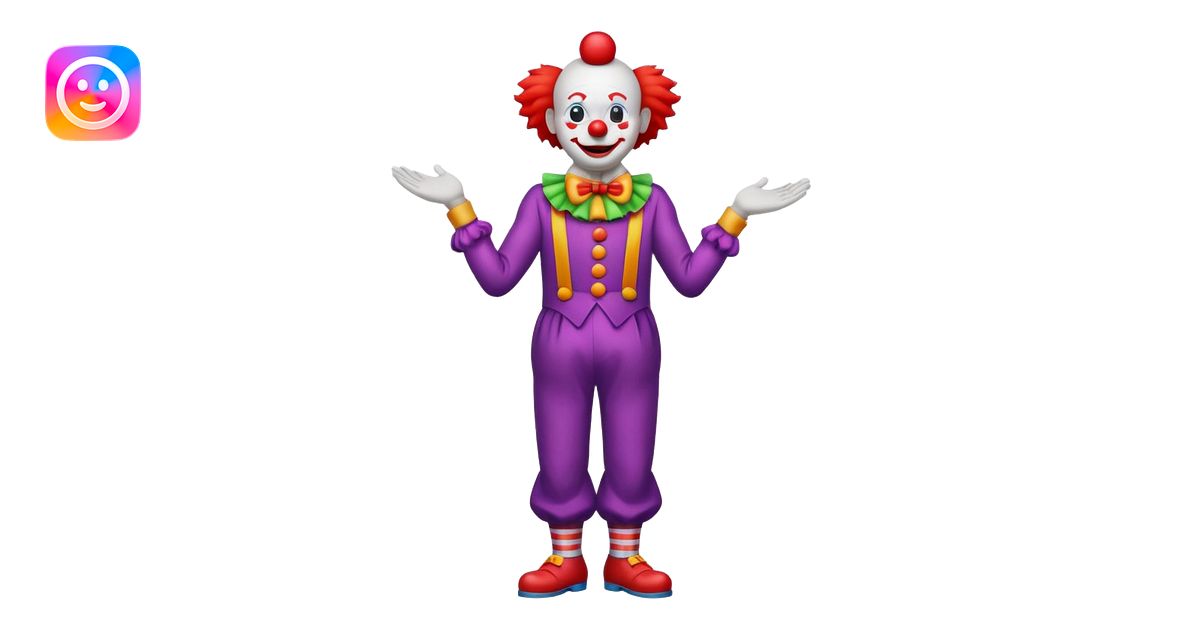 Clown standing up looking between his legs emoji | AI Emoji Generator