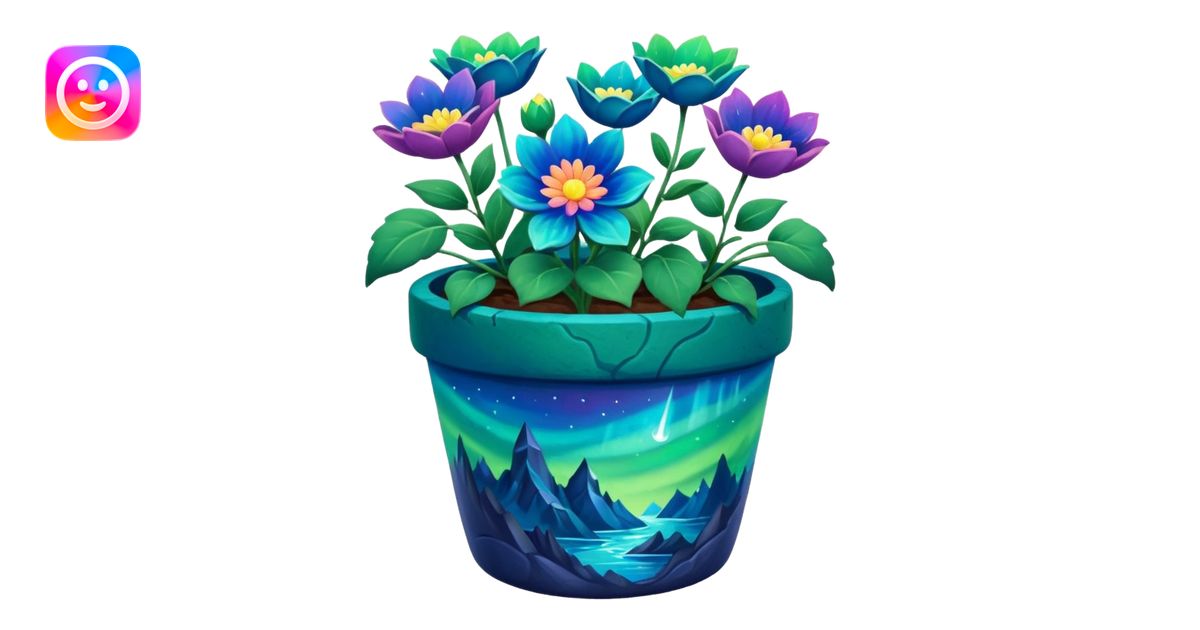 aurora borealis Painted flower clay pot of aurora borealis Petalled ...