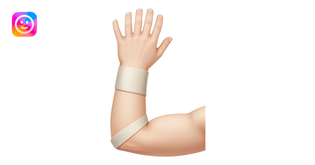Arm with bandage around elbow showing tendon pain emoji | AI Emoji ...