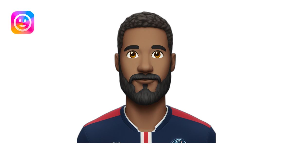 Beard guy with 1996 PSG jersey emoji | AI Emoji Generator