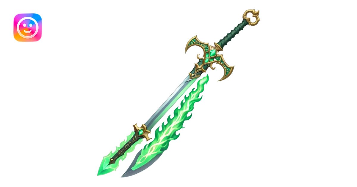 magical greatsword with a Eldritch green fire powers in it emoji | AI ...
