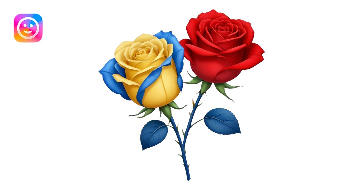 One Yellow 🌹 and one blue flower 🌹 on with red band emoji | AI Emoji ...
