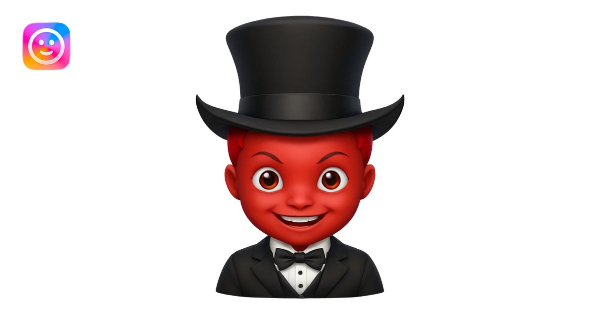 baby Devil with black top hat emoji | AI Emoji Generator
