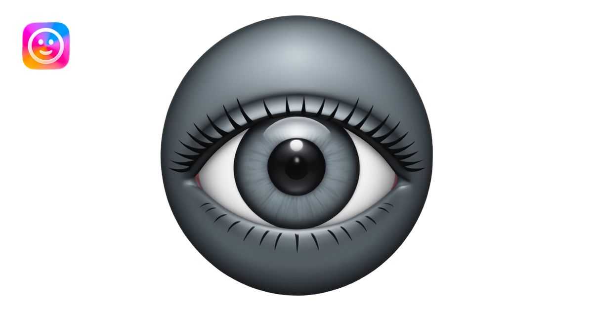Minimal emoji, gothic futuristic eye, cold grey sclera, the pupil is ...