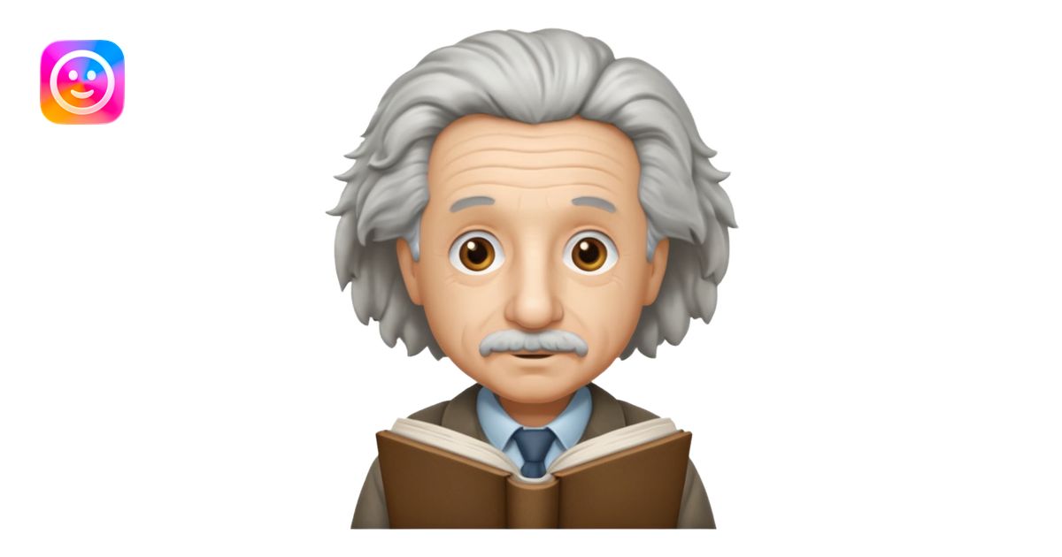 Albert Einstein holding emoji | AI Emoji Generator