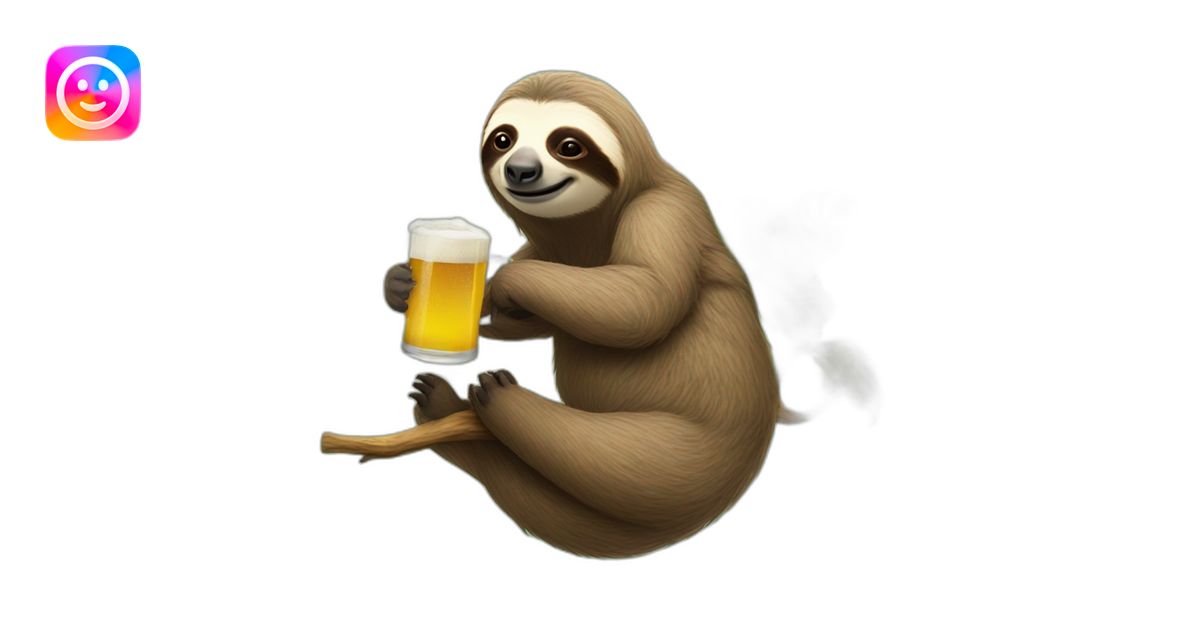 Sloth drinking beer while riding a flying caterpillar emoji | AI Emoji ...