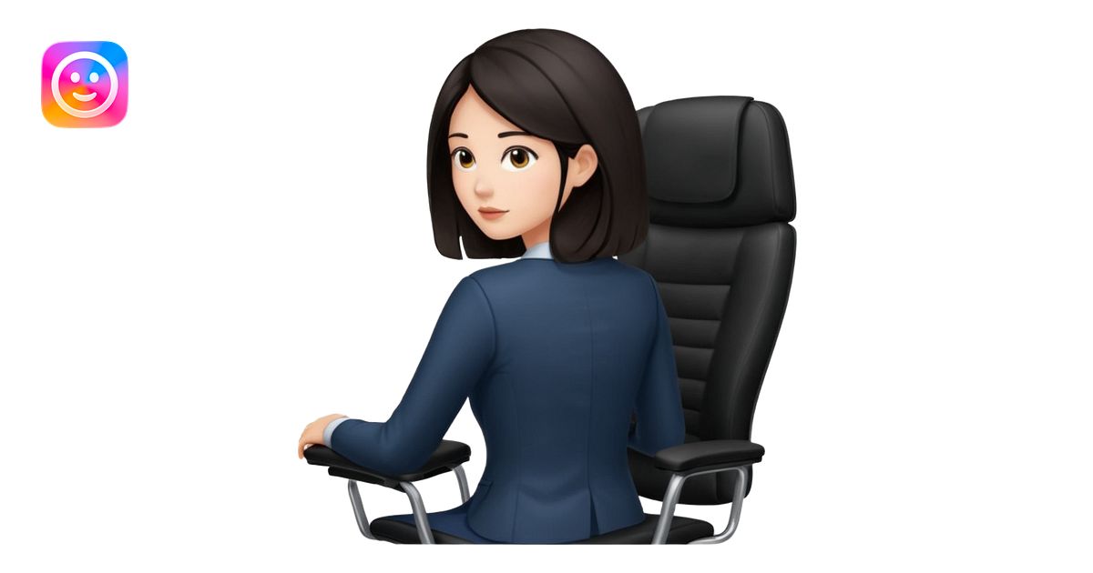 Woman Back of head sitting on an office chair emoji | AI Emoji Generator