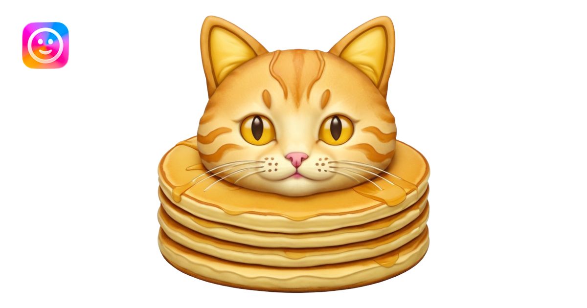 cat as pancake nice yellow pancakes emoji | AI Emoji Generator