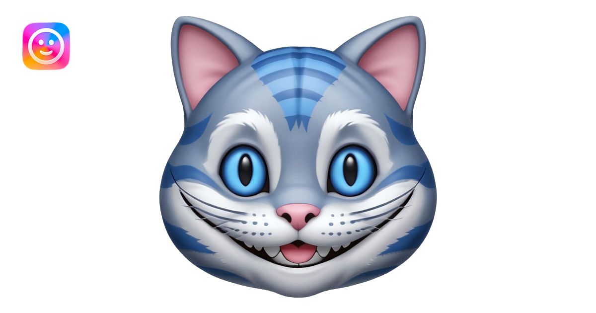 Chat de cheshire gris a rayure bleu emoji | AI Emoji Generator