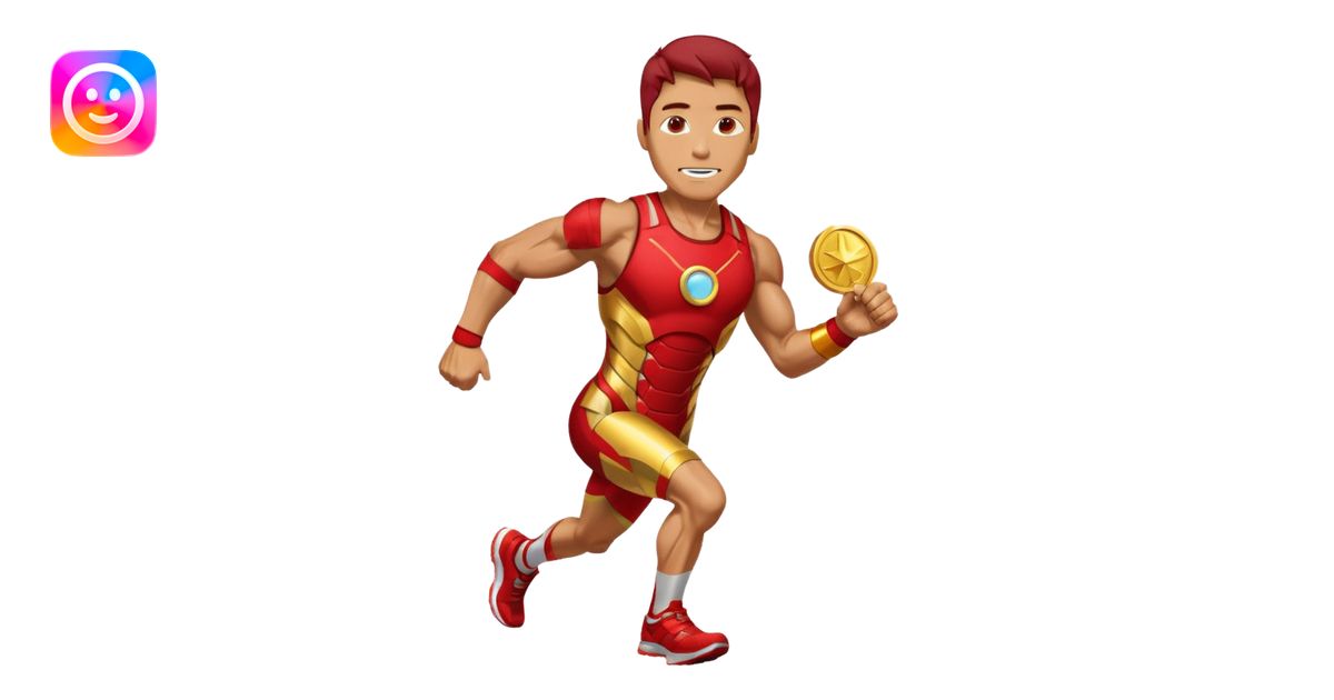 ironman picking running a marathon with gold medal emoji | AI Emoji ...