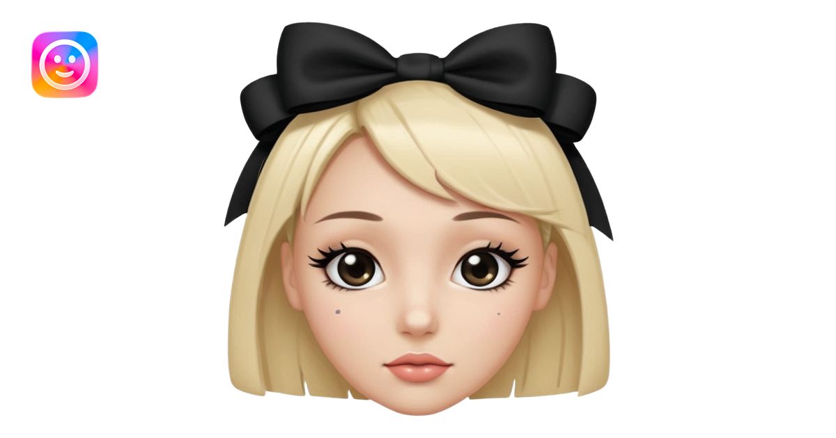 Woman with black cute cut with a black top and a bow on her head with ...