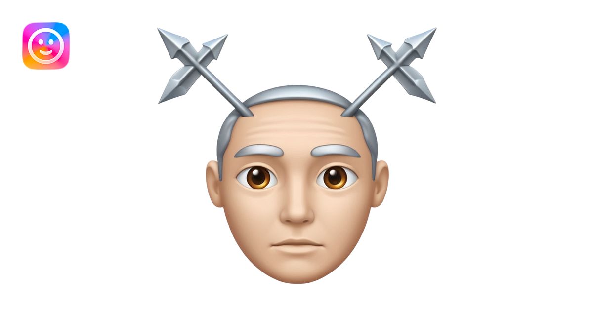 Create an emoji that shows a human head with two diverging arrows ...