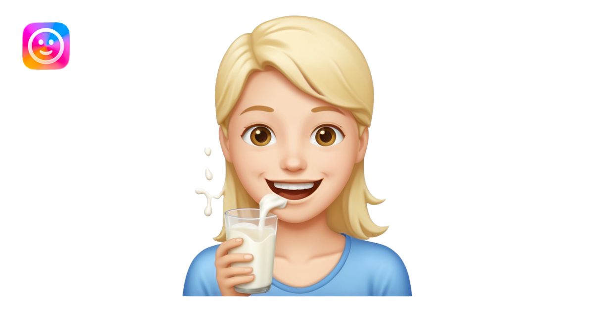 Happy emoji with milk spilling from mouth emoji | AI Emoji Generator