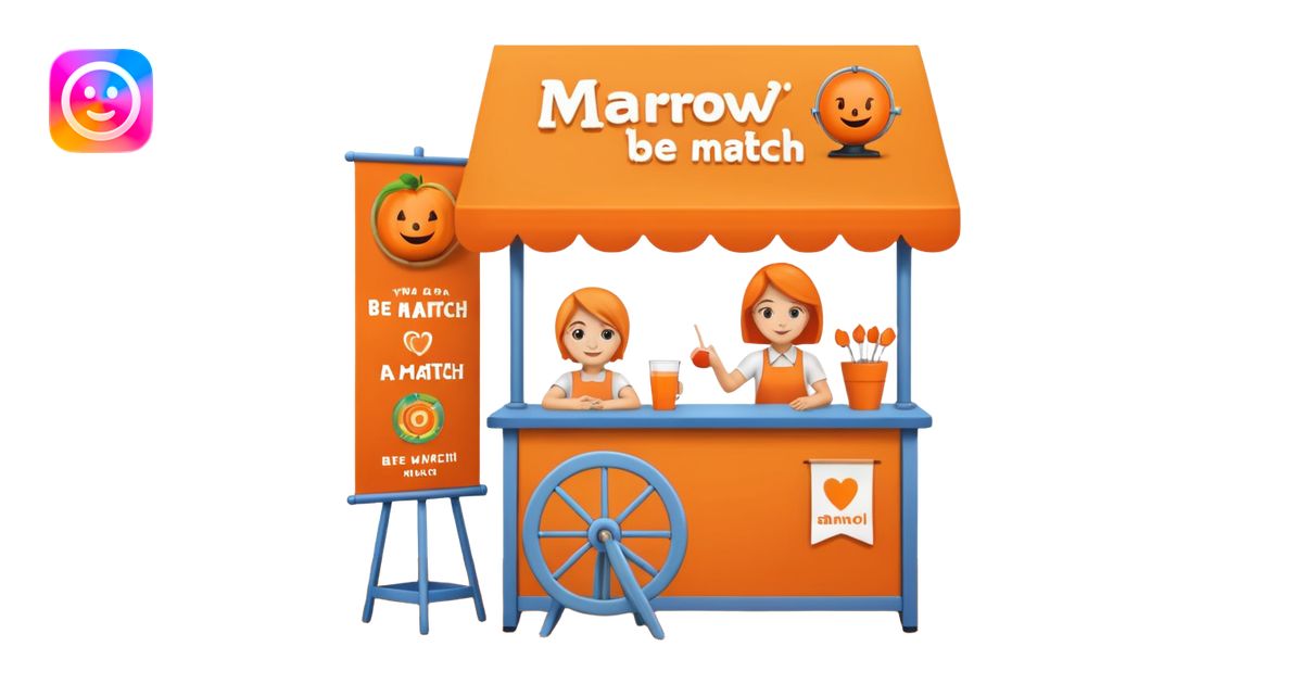 emoji of a recruitment booth. Two cartoon figures stand behind an ...