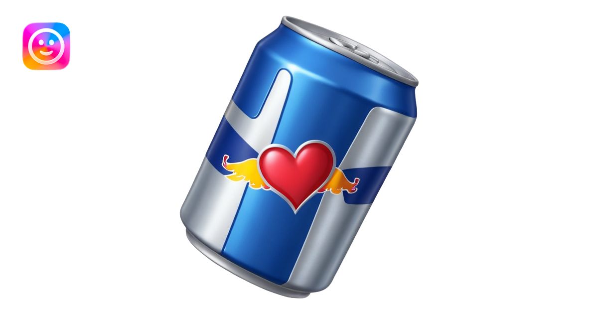 Red Bull can with heart eyes emoji | AI Emoji Generator