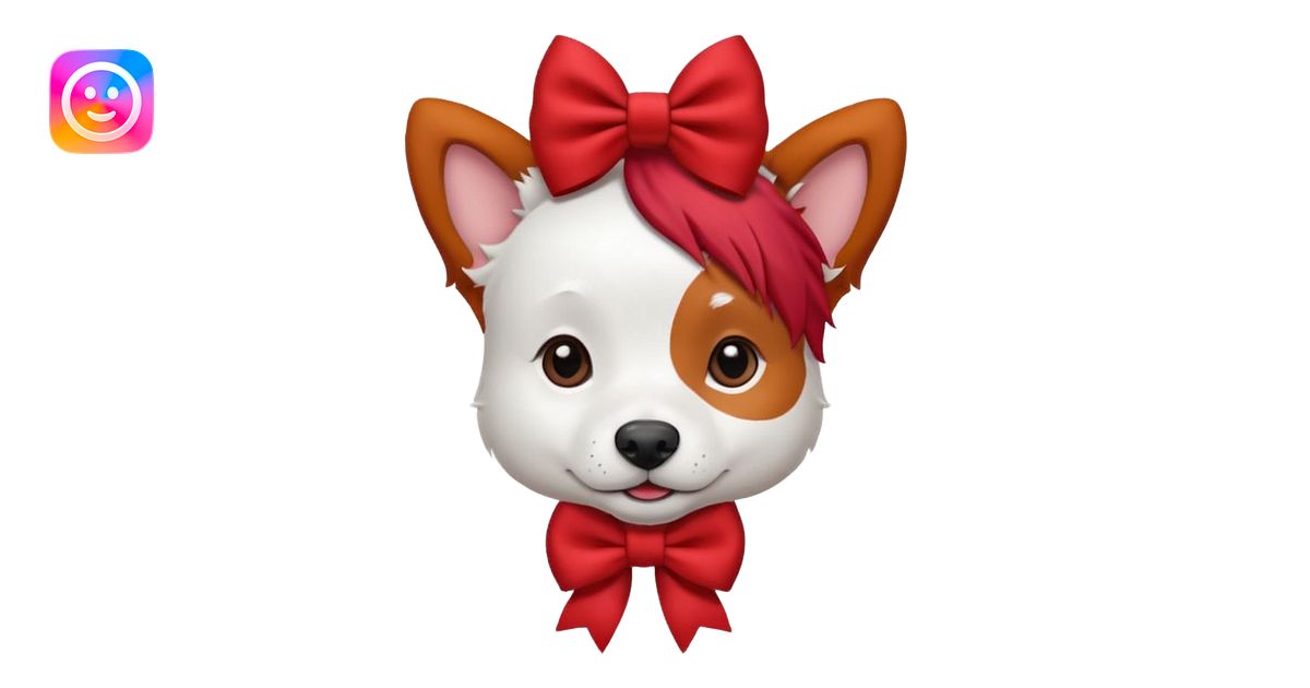 very red haired white dog with a bow on hair emoji | AI Emoji Generator