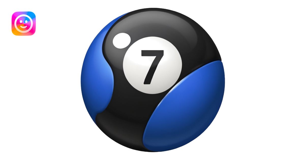 Black pull ball with the number 7 blue emoji | AI Emoji Generator