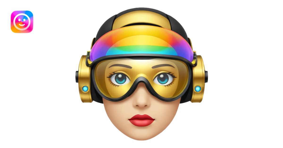 gold simulation rainbow visor goggles emoji | AI Emoji Generator
