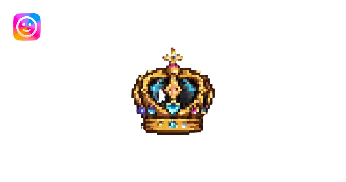 pixel art small golden crown with jewels illustration | AI Emoji Generator